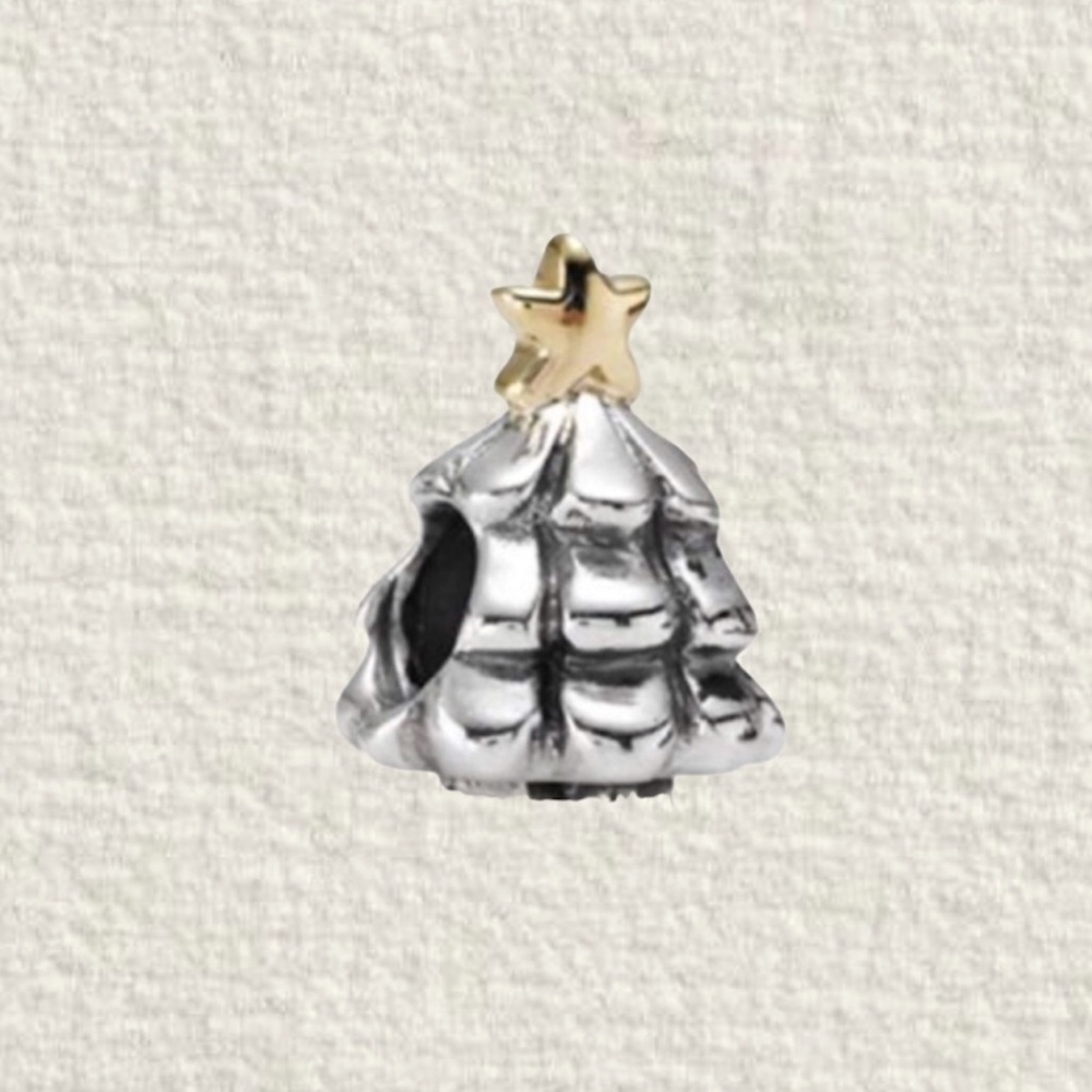 Pandora Gold And Silver Christmas Tree Charm - Gem